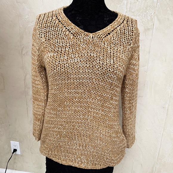 Sigrid Olsen | Sweaters | Olsen Tan Knit Sweater With Subtle Metallic ...